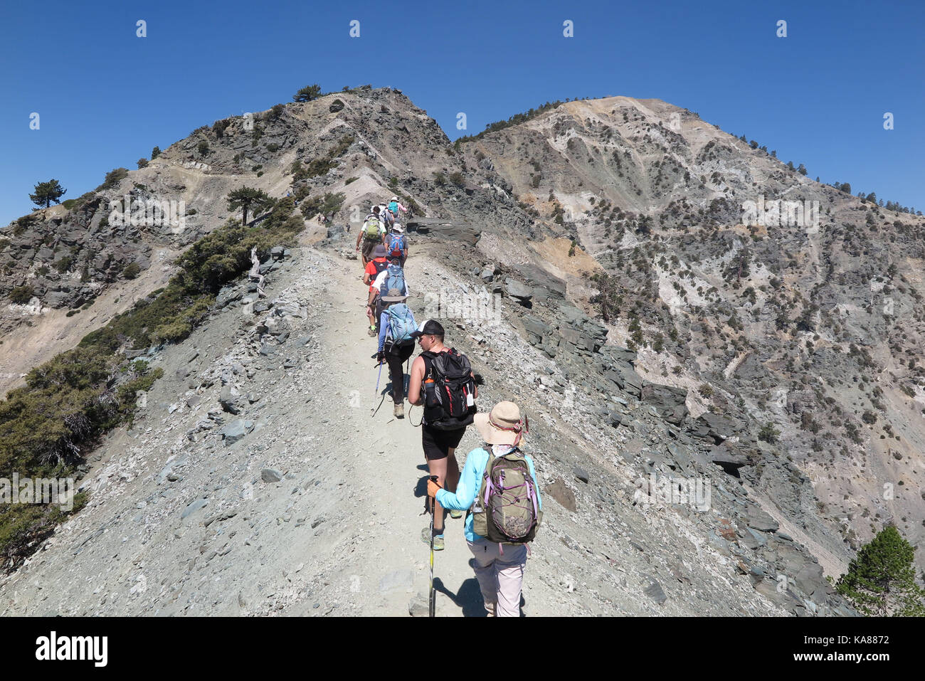 Mount Baldy, California, USA. 24th June, 2016. Hikers head up the trail ...