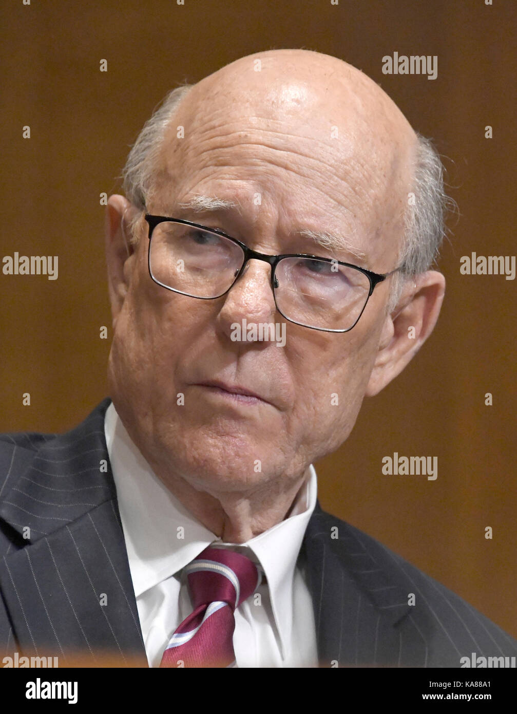 United States Senator Pat Roberts (Republican of Kansas) listens during ...