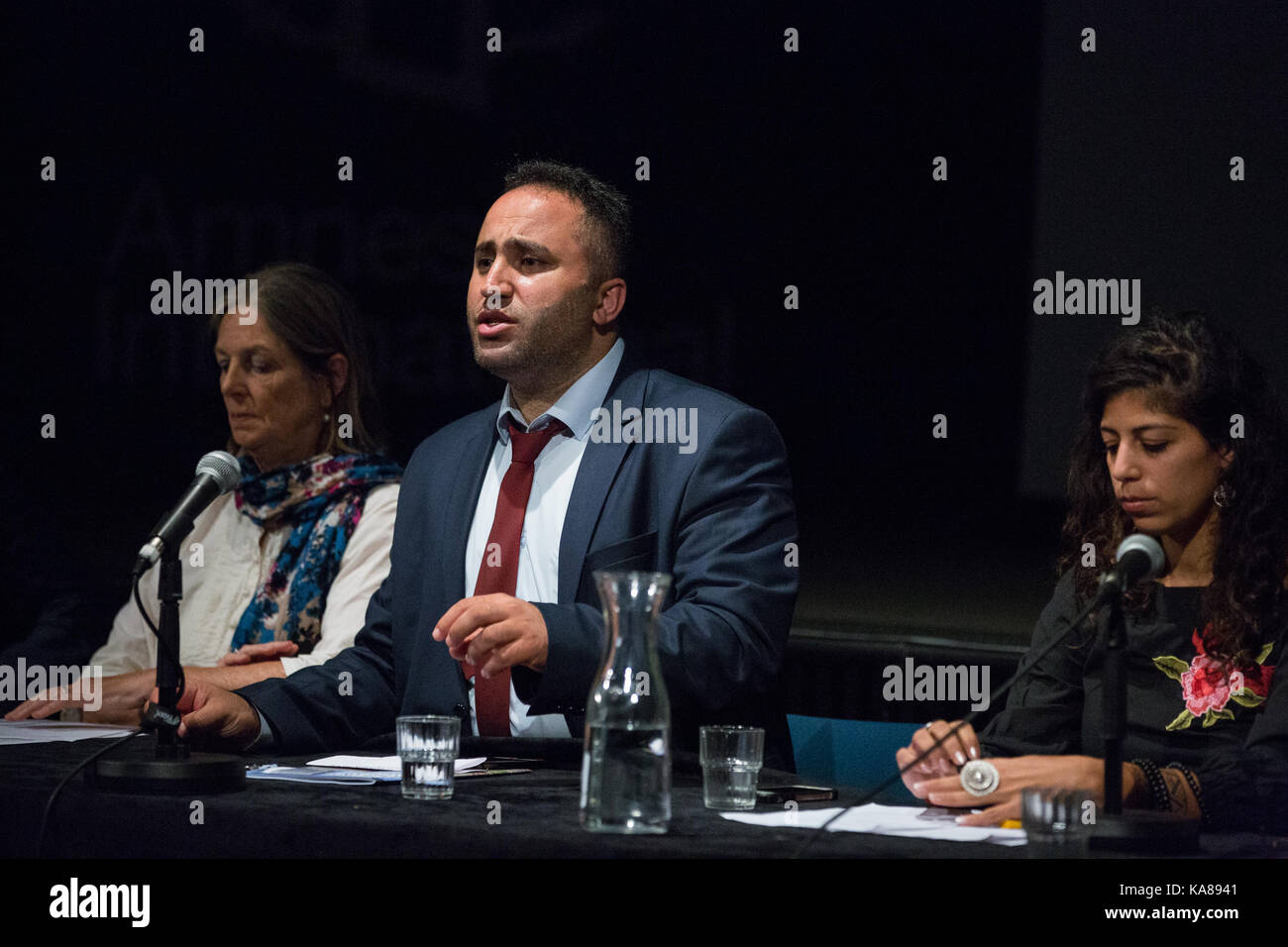 London, UK. 25th Sep, 2017. Issa Amro, a prominent Palestinian human ...