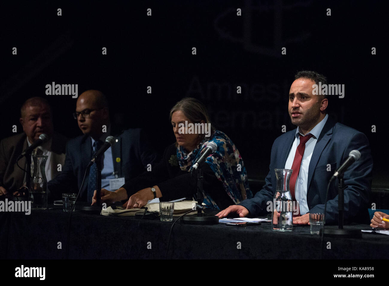 London, UK. 25th Sep, 2017. Issa Amro, a prominent Palestinian human ...