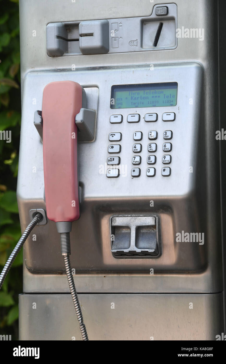 Usedom, Germany. 07th June, 2017. A public payphone in a telephone ...