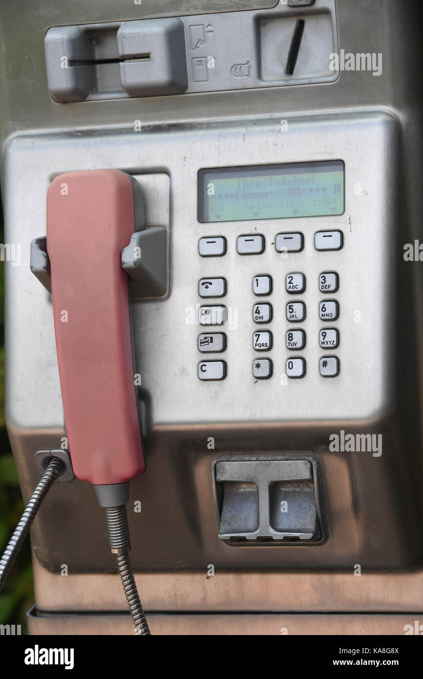 Usedom, Germany. 07th June, 2017. A public payphone in a telephone ...