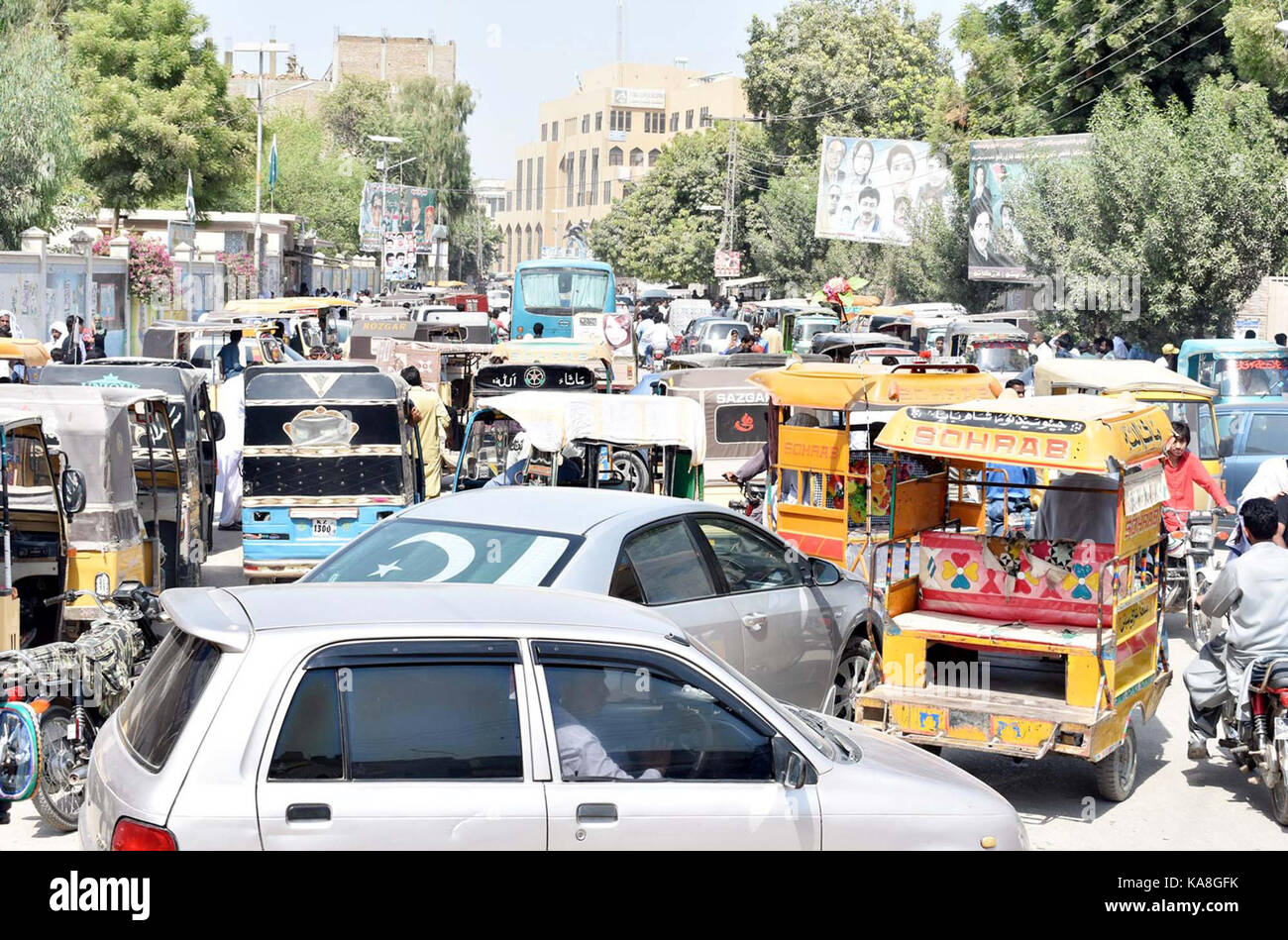 Numerous vehicles are stuck in traffic jam as traffic jam is becoming a ...