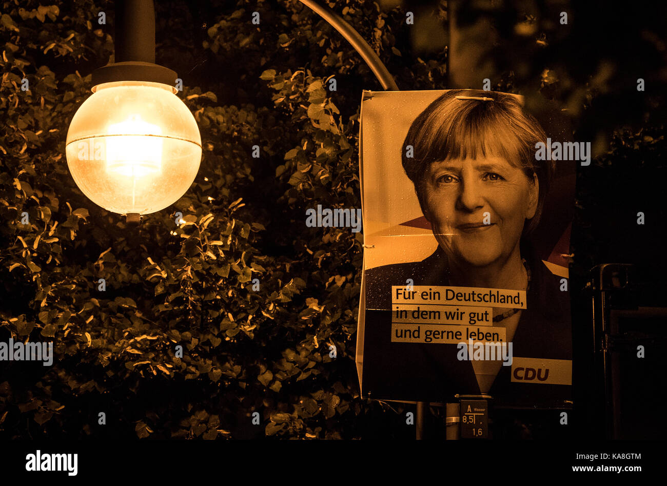 Berlin, Germany. 24th Sep, 2017. An election poster of the CDU with an ...