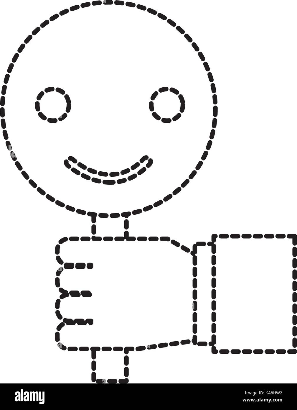 hand holding placard smiley call center customer icon Stock Vector ...