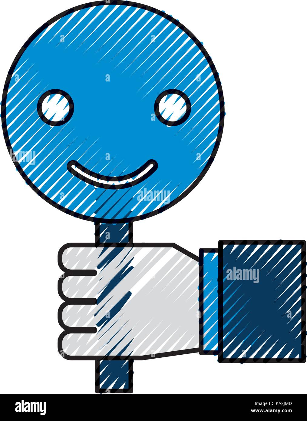 hand holding placard smiley call center customer icon Stock Vector ...