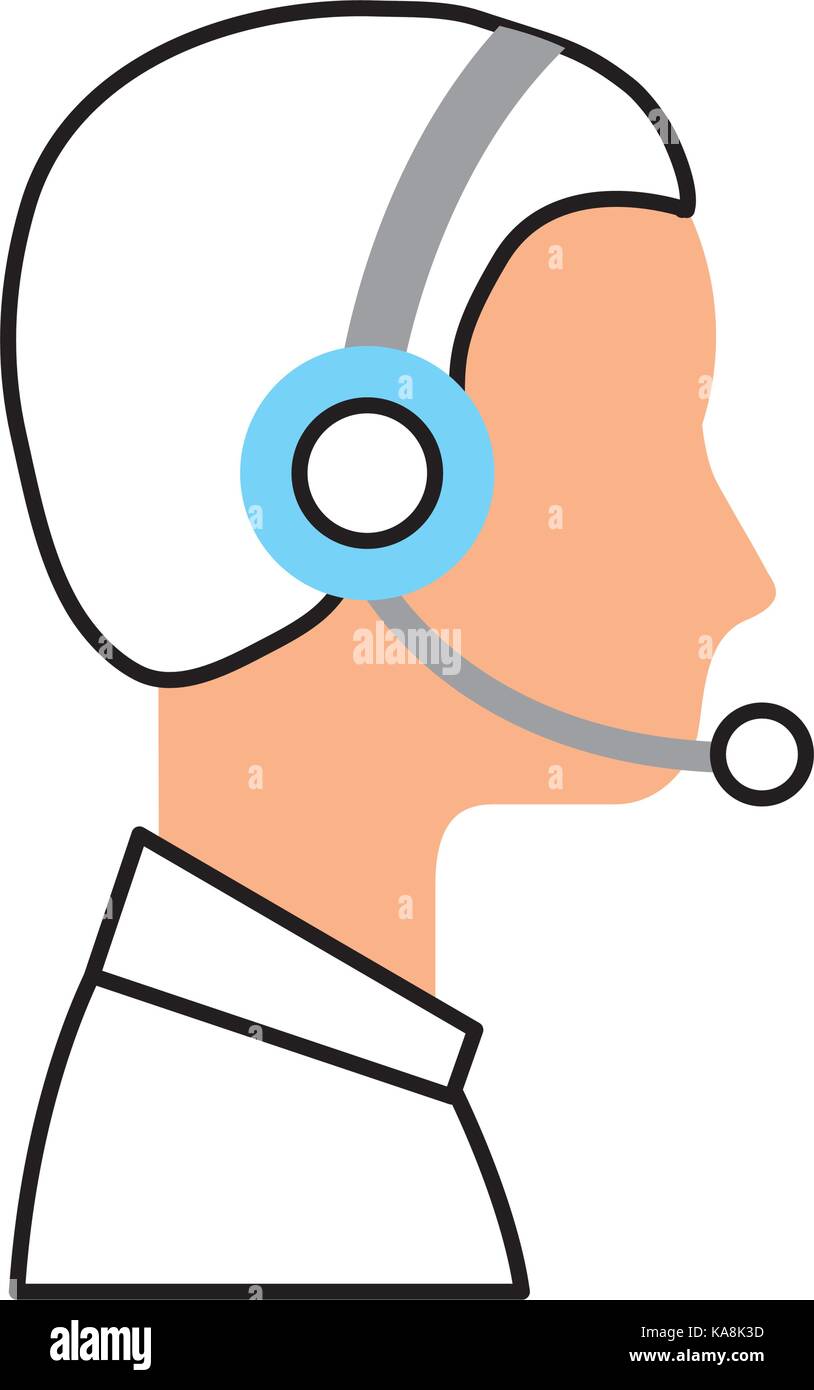 profile man operator of customer service with headset work Stock Vector ...