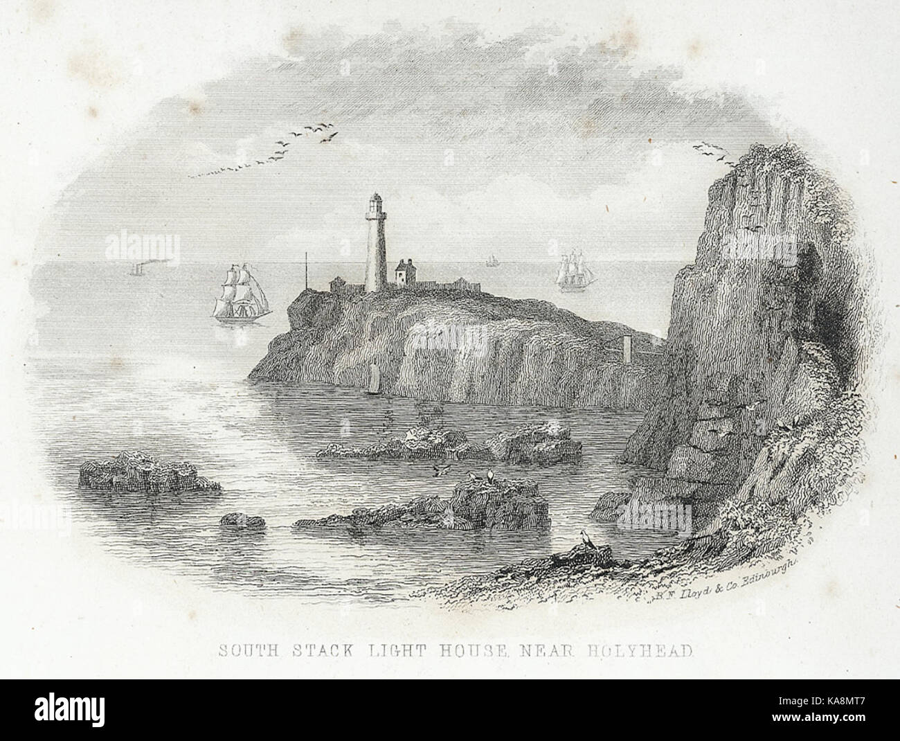 A photograph of the *South Stack Lighthouse*, located near *Holyhead ...