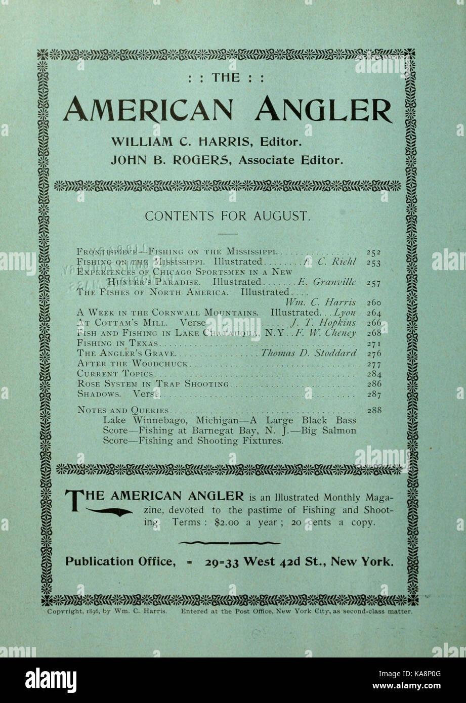 A vintage illustration depicting an American angler, highlighting ...