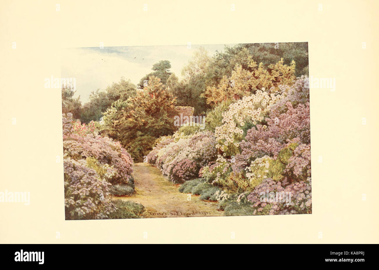 This illustration, 'Some English Gardens (Plate 47),' showcases a scene ...
