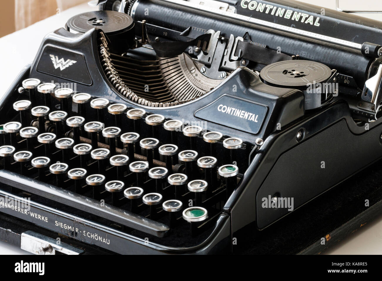 German 'Continentai' typewriter circa 1940s. Logos on front and ...