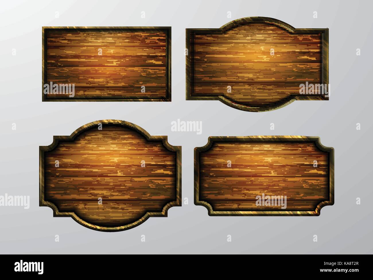 Wooden signs, vector icon set Stock Vector Image & Art - Alamy