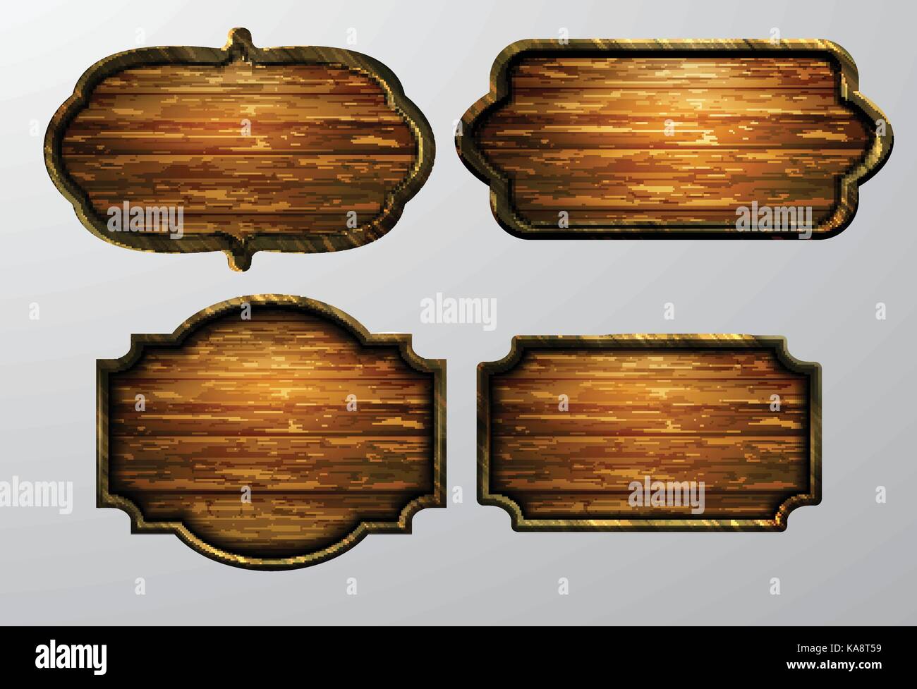 Wooden signs, vector icon set Stock Vector Image & Art - Alamy
