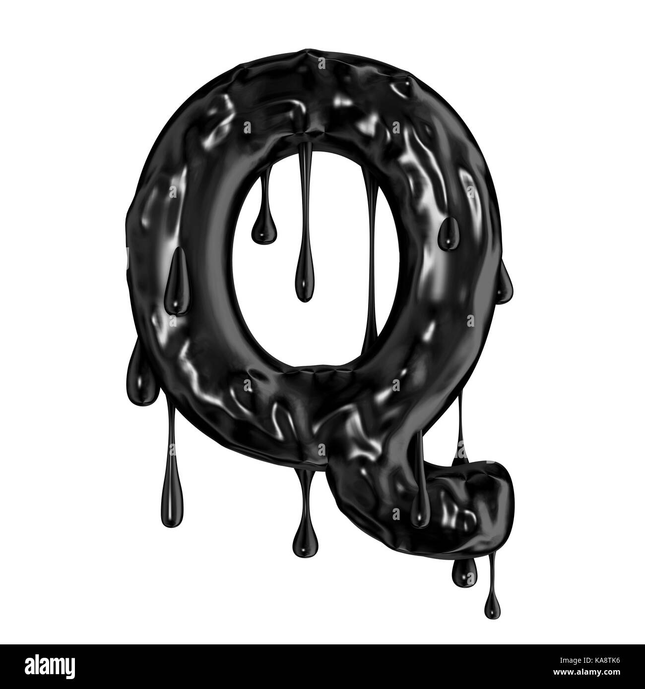 Black dripping slime halloween capital letter Q Stock Photo - Alamy