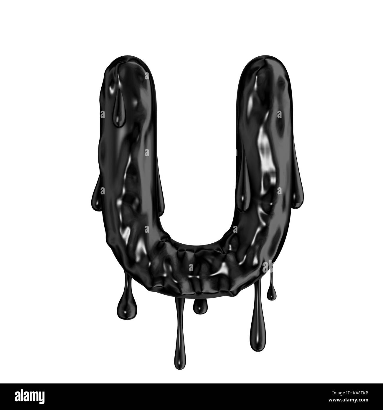 Black dripping slime halloween capital letter U Stock Photo - Alamy