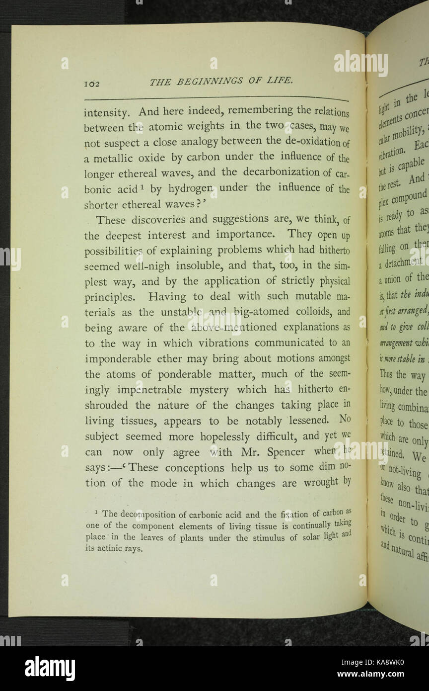 Page 102 from *The Beginnings of Life*, discussing the origins of life ...
