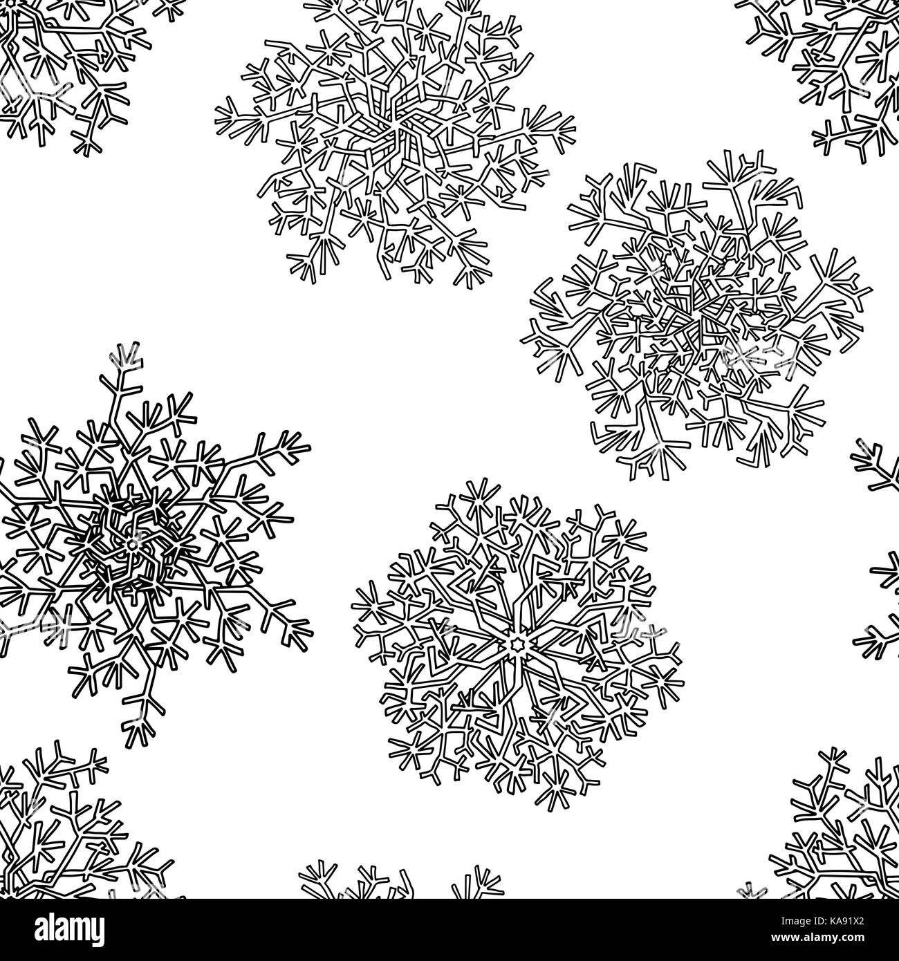 Snowflakes seamless pattern. Holiday background. Black and white vector ... Snowflakes seamless pattern. Holiday background. Black and white vector ...