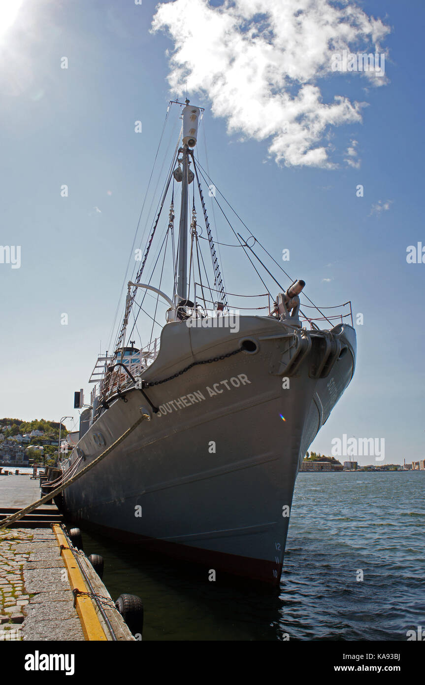 Old whaling ship turned into museum in the port of Sandefjord Stock ...