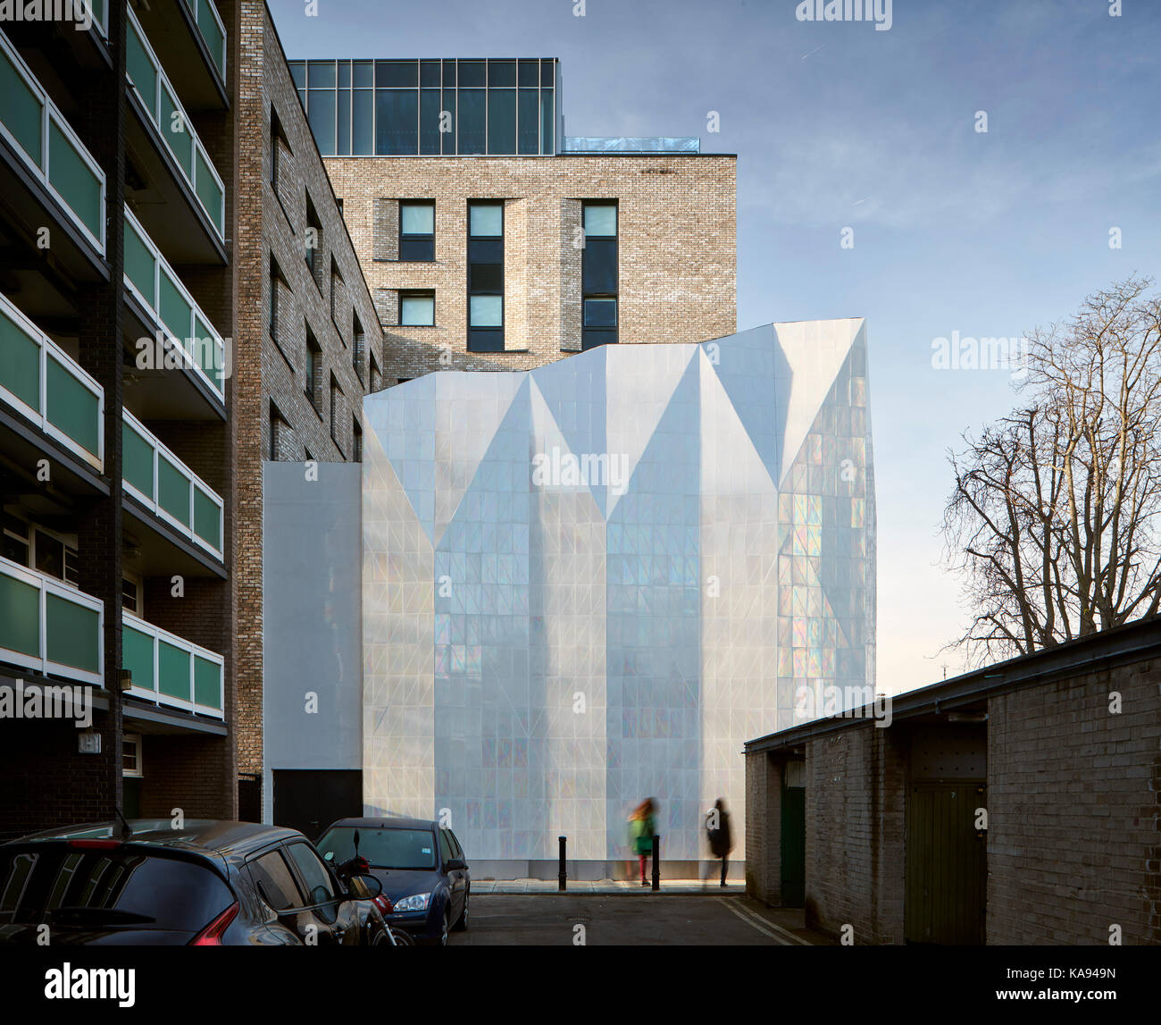 Square view of cladding with figures. Southwark Town Hall + Theatre ...