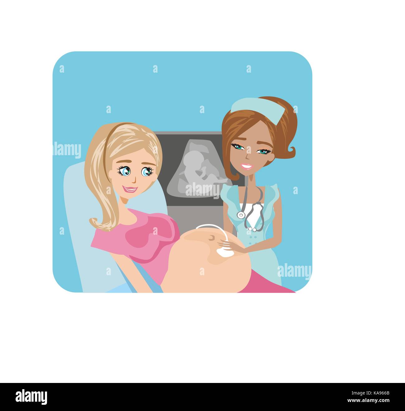 Doctor examining stomach in hospital Stock Vector Images - Alamy