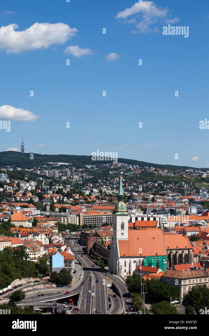 Slovakia, Bratislava, capital city cityscape with St. Martin Cathedral ...
