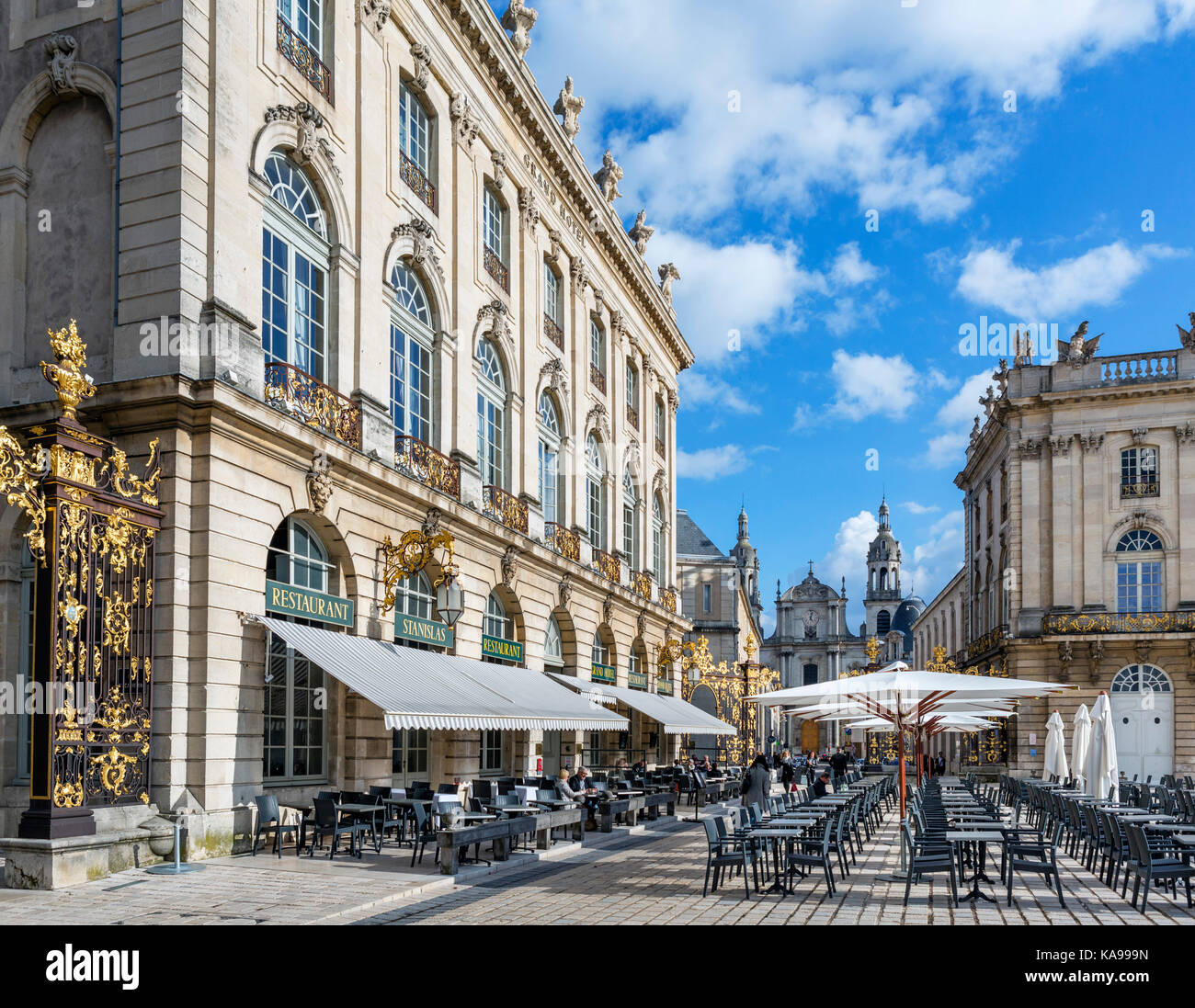 Pavement cafe outside the Grand Hotel in Place Stanislas, Nancy ...