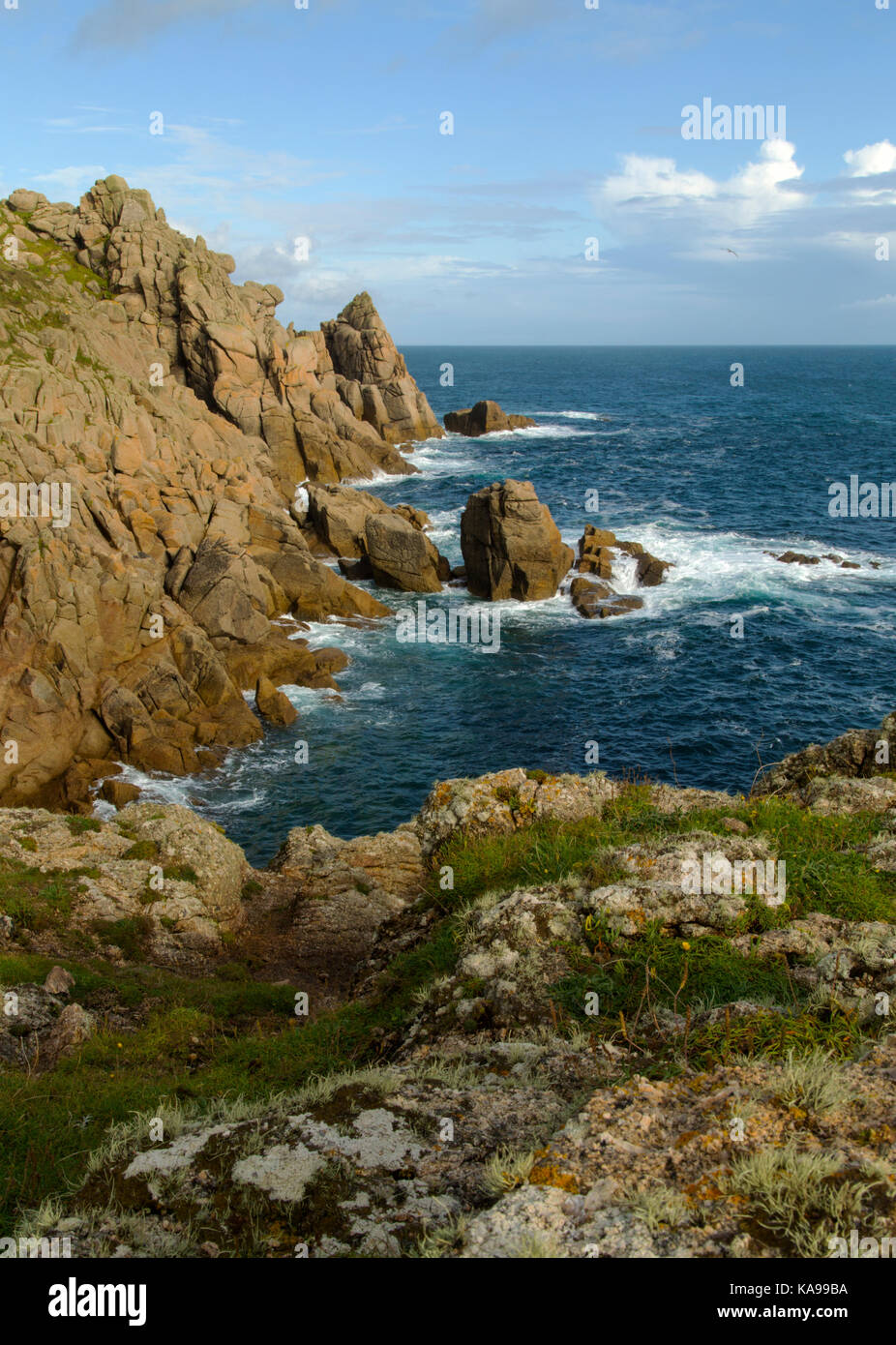 Afternoon sunshine on Hella Point near Gwennap Head in Cornwall Stock ...