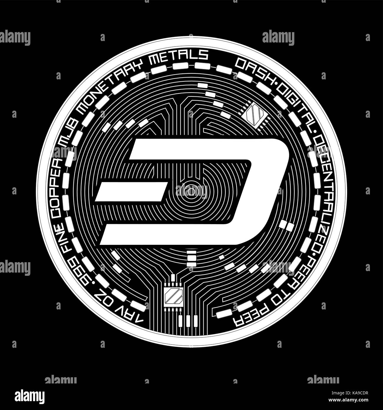 Crypto currency dash black and white symbol Stock Vector Image & Art ...