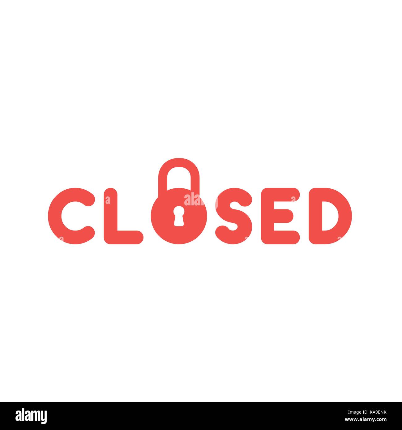 Flat design style vector illustration concept of red closed text with ...