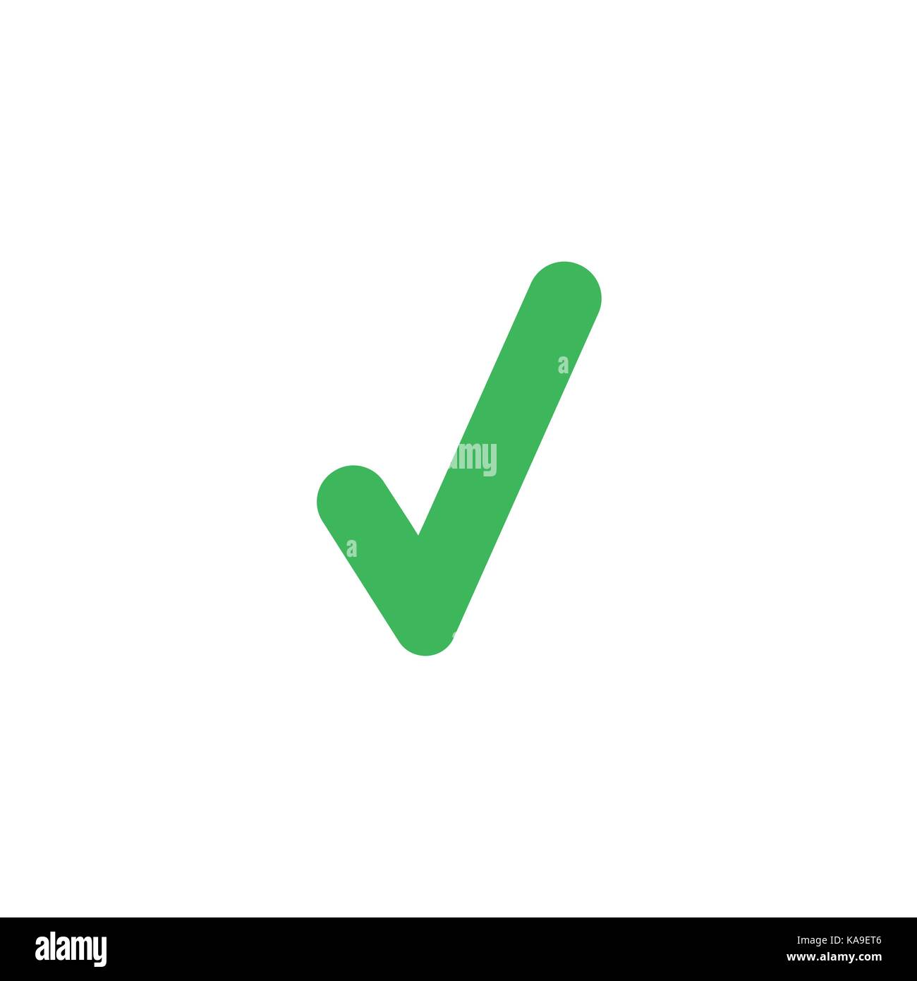 Flat design style vector illustration of green check mark icon on white ...
