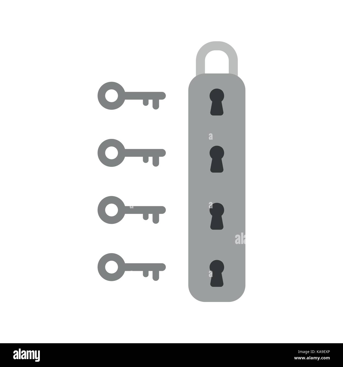 Flat design style vector illustration concept of grey padlock icon with ...