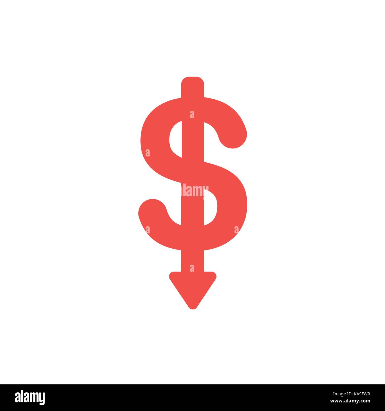 Flat design style vector illustration concept of red dollar symbol icon ...