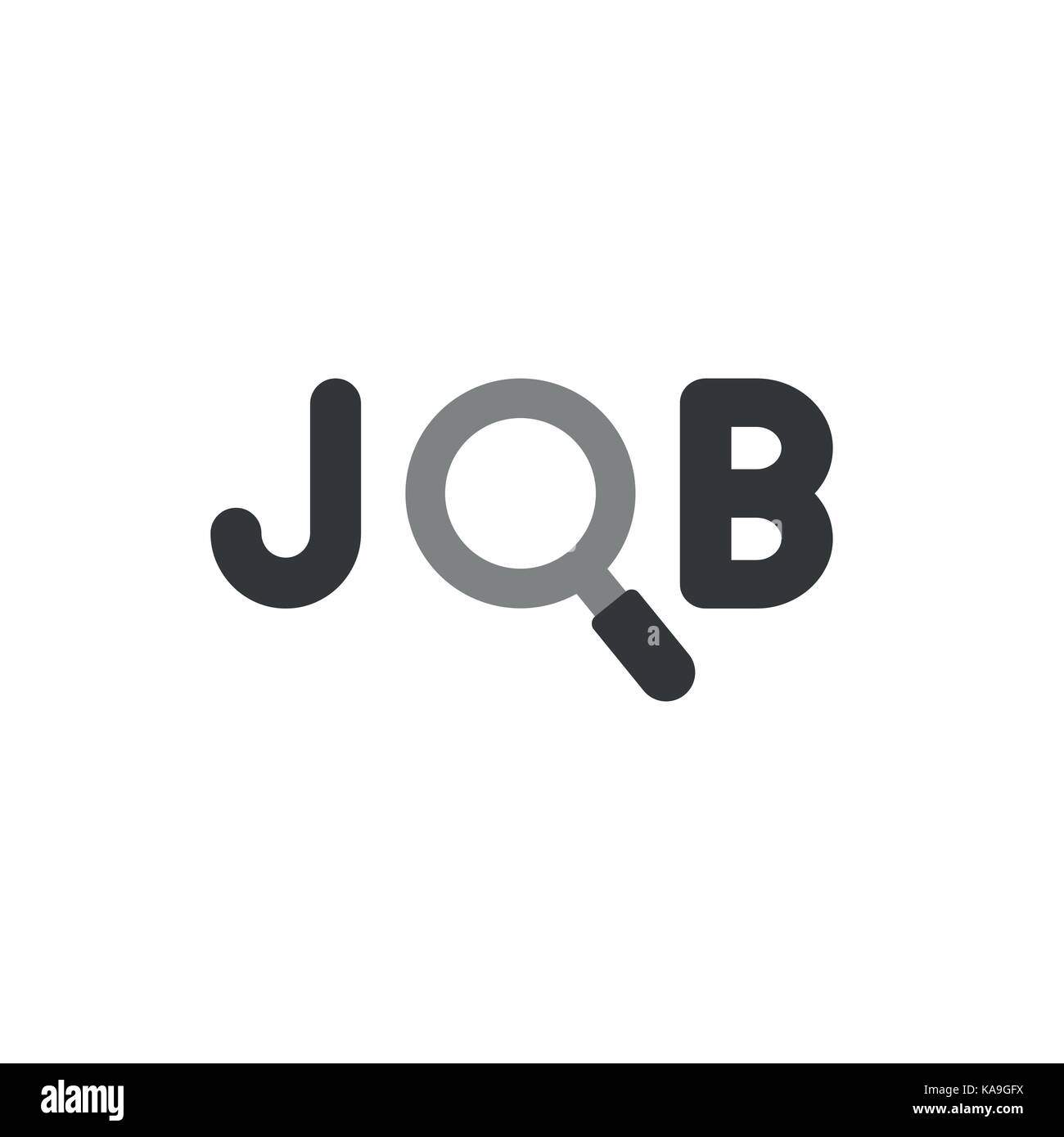 Flat design style vector illustration concept of black job text with ...