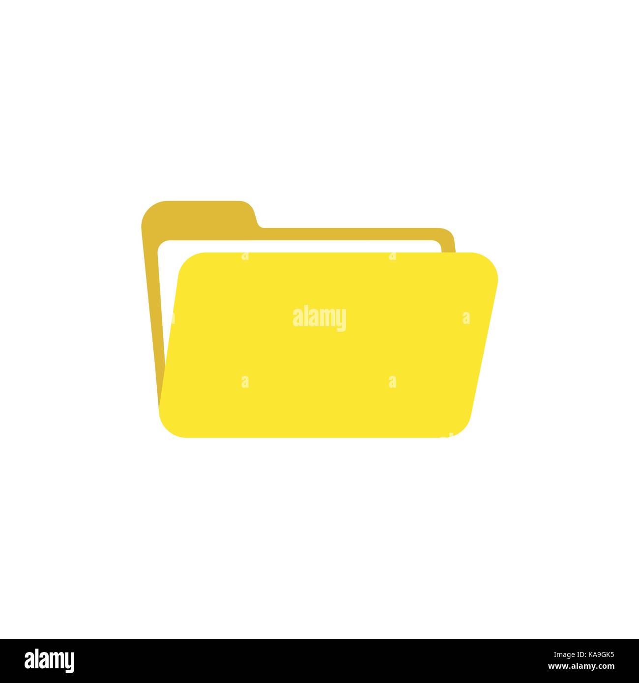 Flat design style vector illustration of yellow open folder symbol icon ...