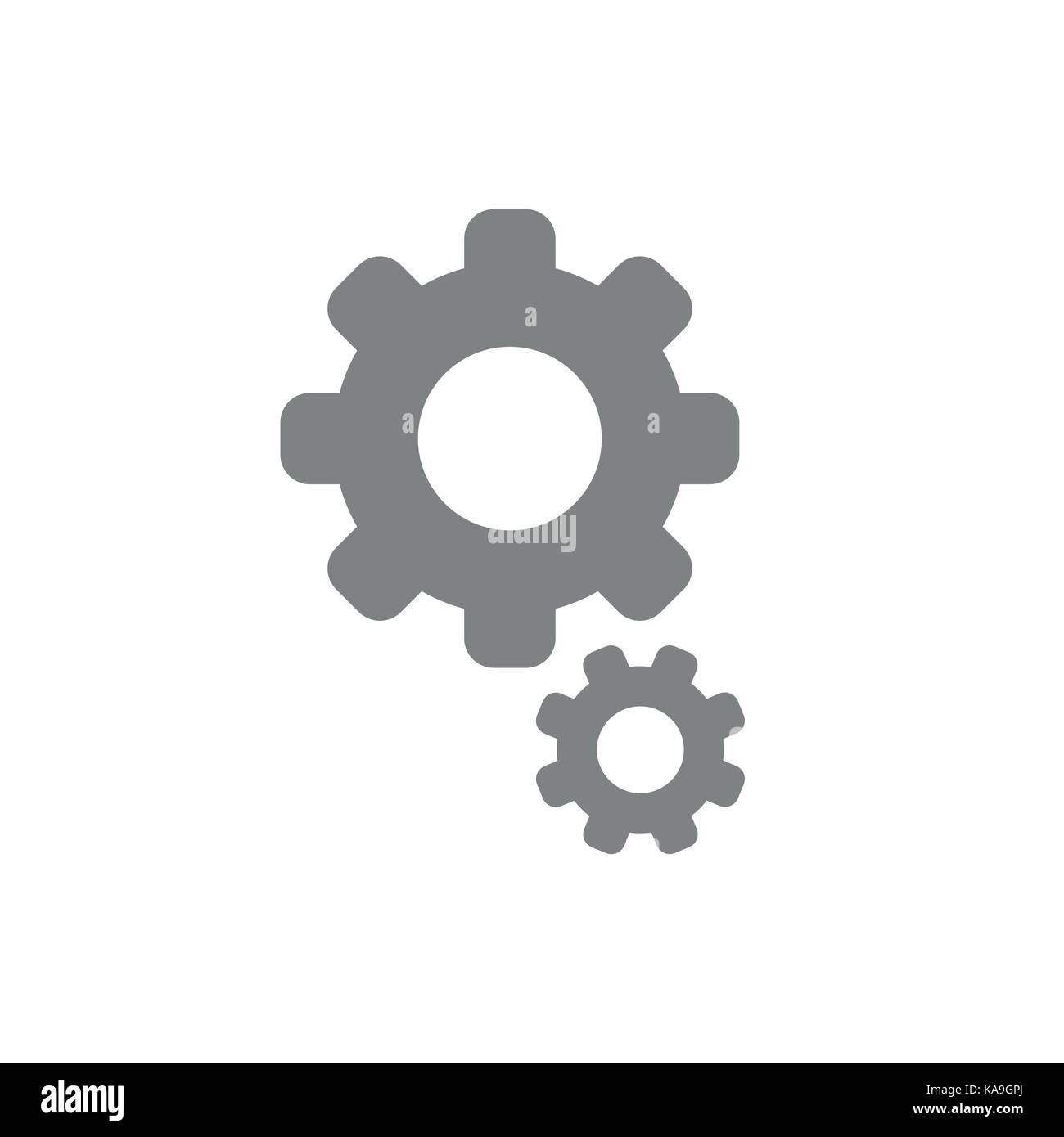 Flat design style vector illustration of gears symbol icon on white ...