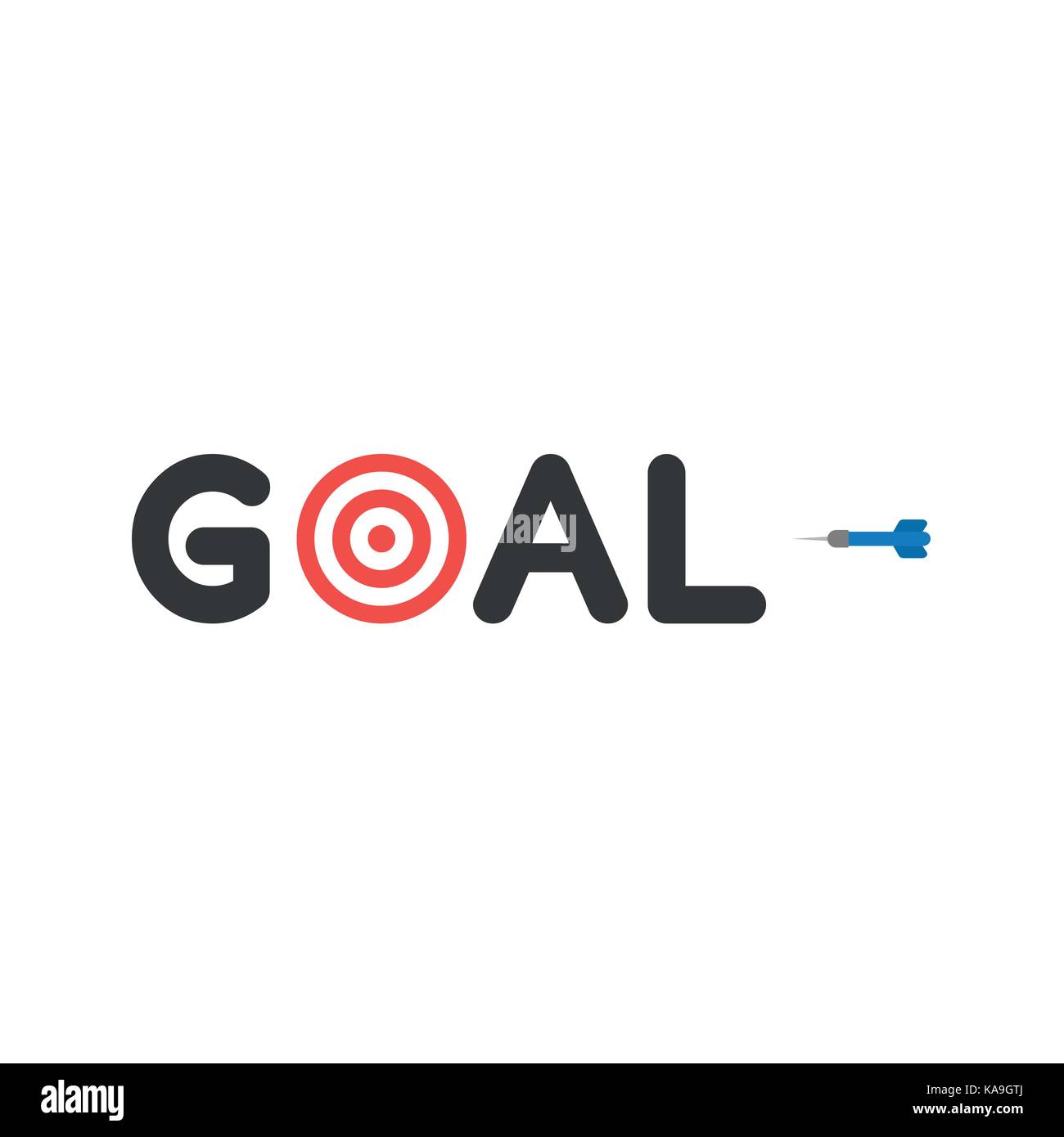 Flat design style vector illustration concept of black goal text with ...