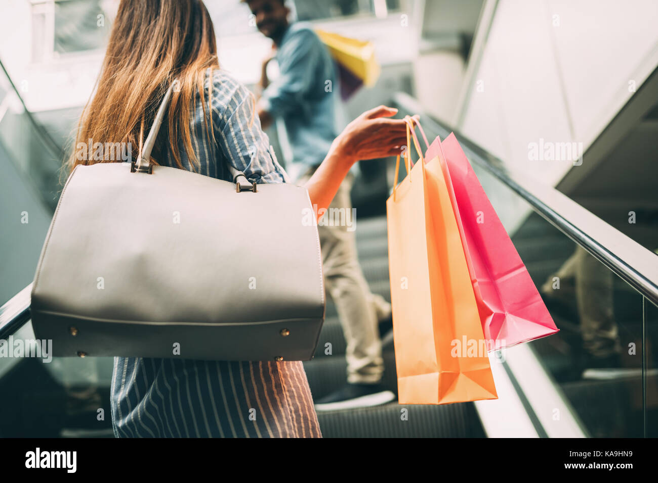 Happy attractive loving couple enjoy shopping together Stock Photo - Alamy