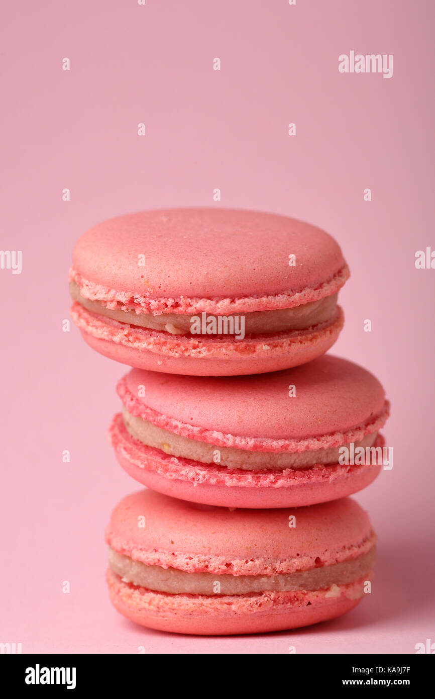 Pink cookies macaroons, food closeup Stock Photo - Alamy
