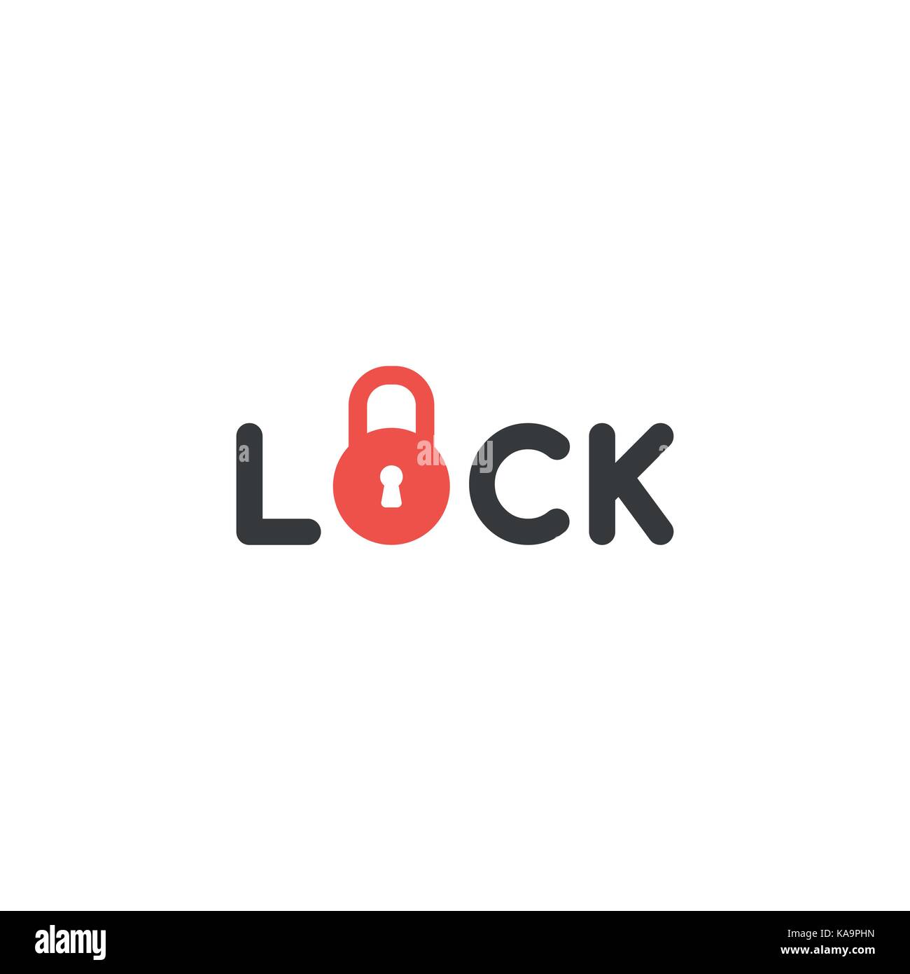 Flat design style vector illustration concept of black lock text with ...