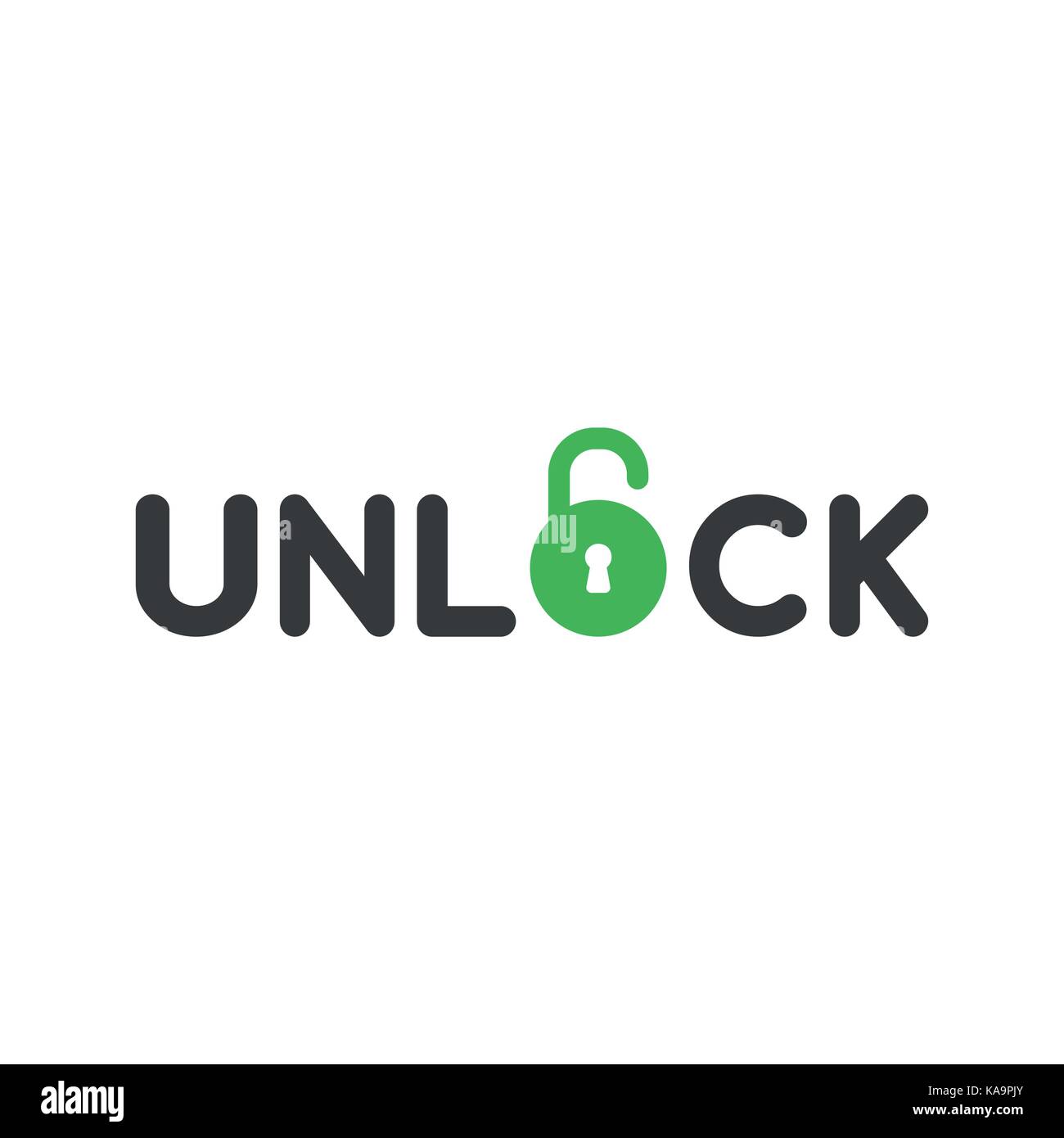 Flat design style vector illustration concept of black unlock text with ...