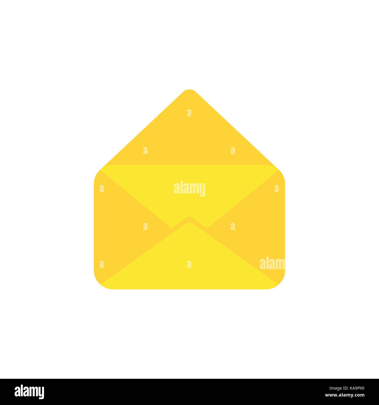 Flat design style vector illustration of yellow open envelope symbol ...