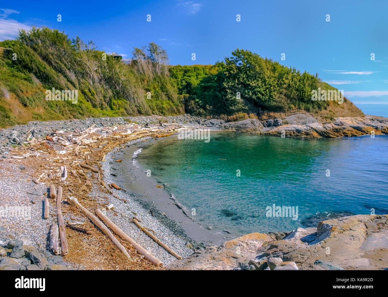 VICTORIA, BC - SEPTEMBER 9, 2016 - A beach in a small bay on September ...