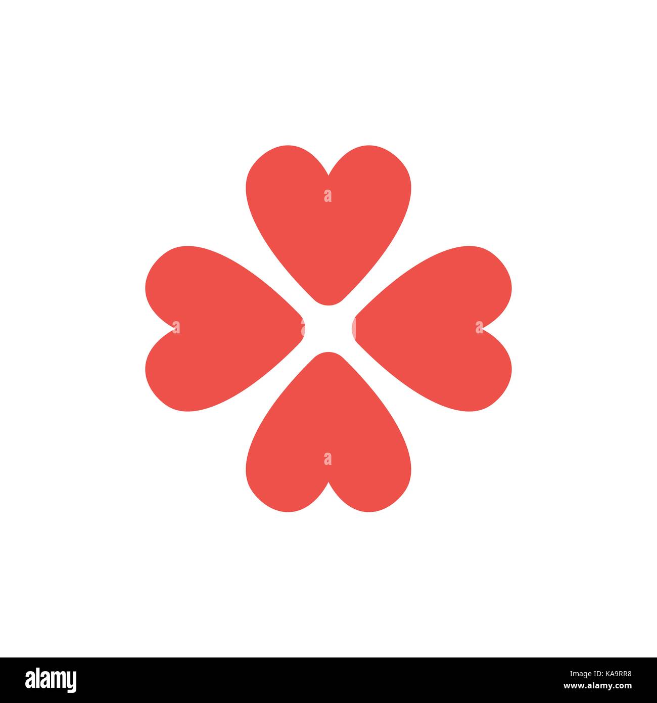 Flat design style vector illustration concept of rotated four red heart ...