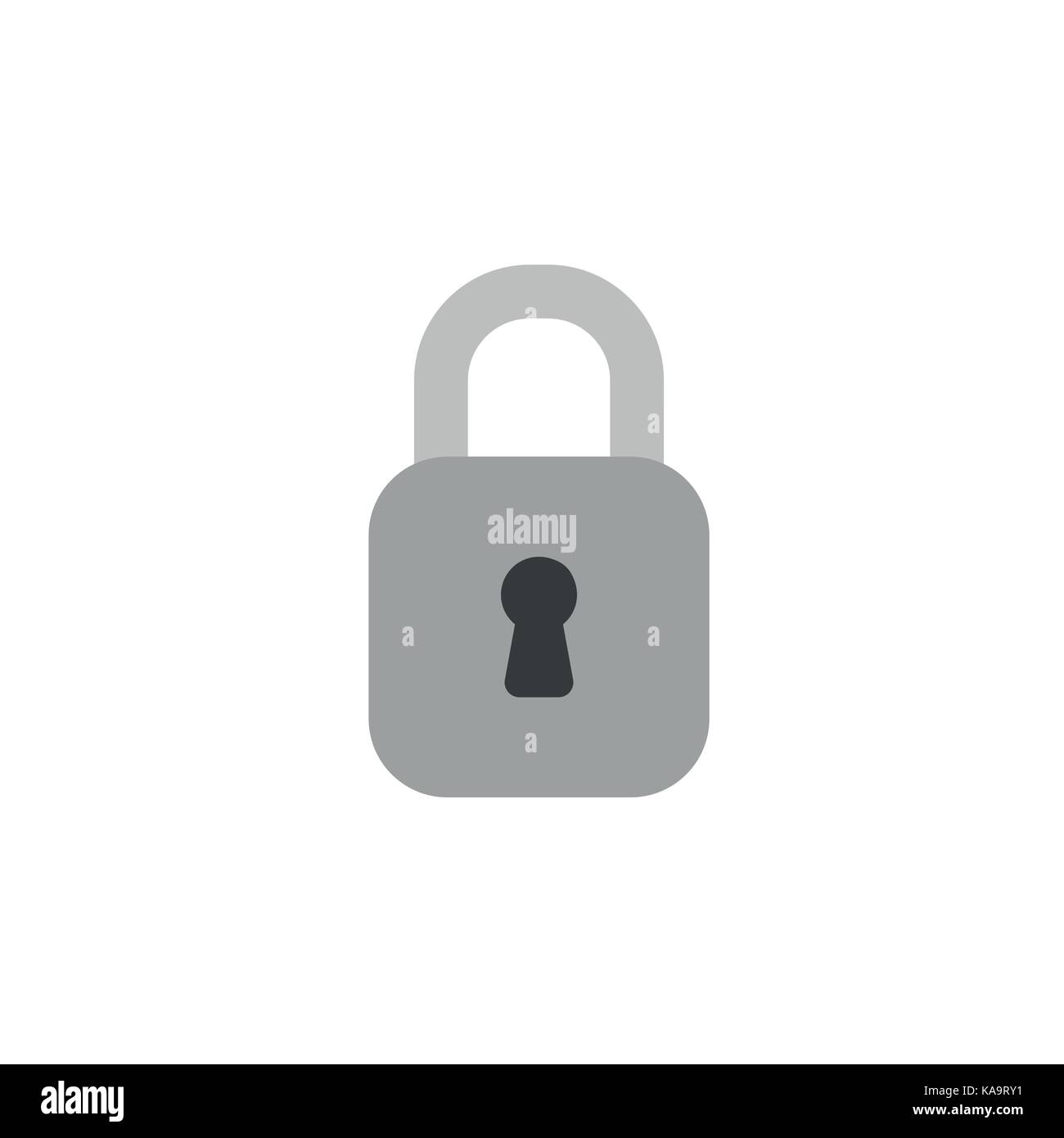 Flat design style vector illustration of grey closed, locked padlock ...