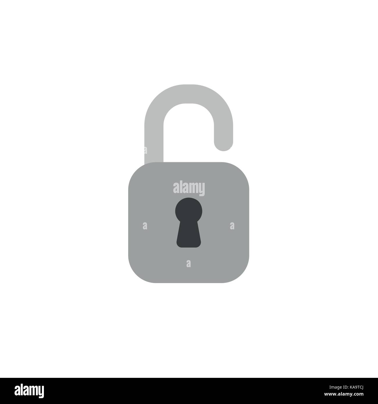 Flat design style vector illustration of open, unlocked grey padlock ...