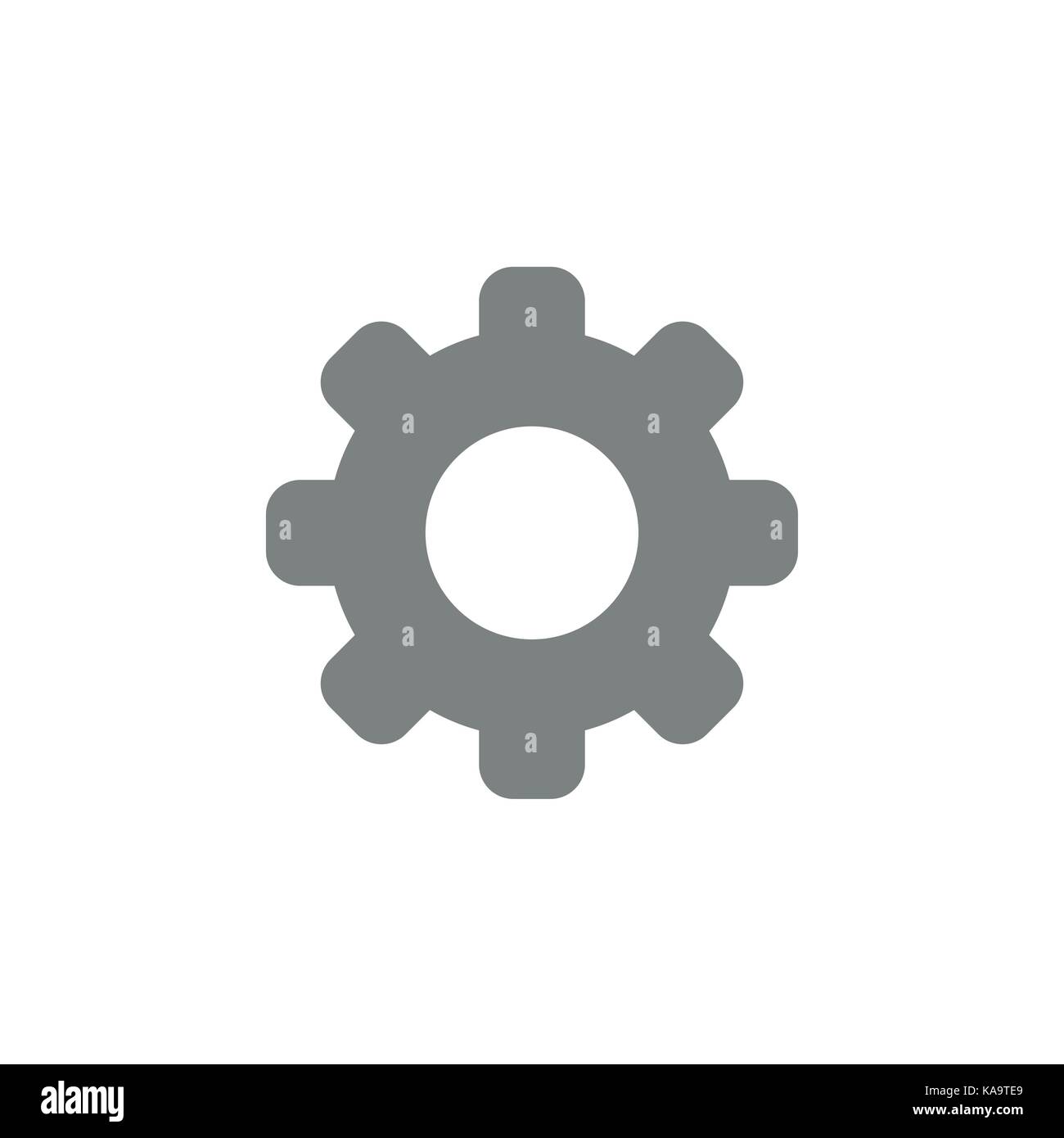 Flat design style vector illustration of grey gear symbol icon on white ...