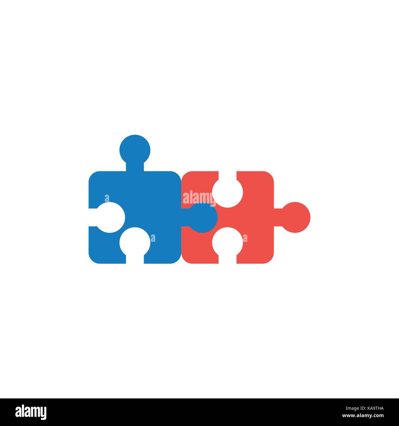 Flat design style vector illustration concept of blue and red puzzle ...
