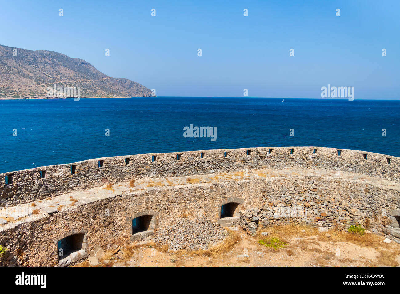 View of the sea from the Venetian Fortress of Spinalonga. Crete, Greece ...