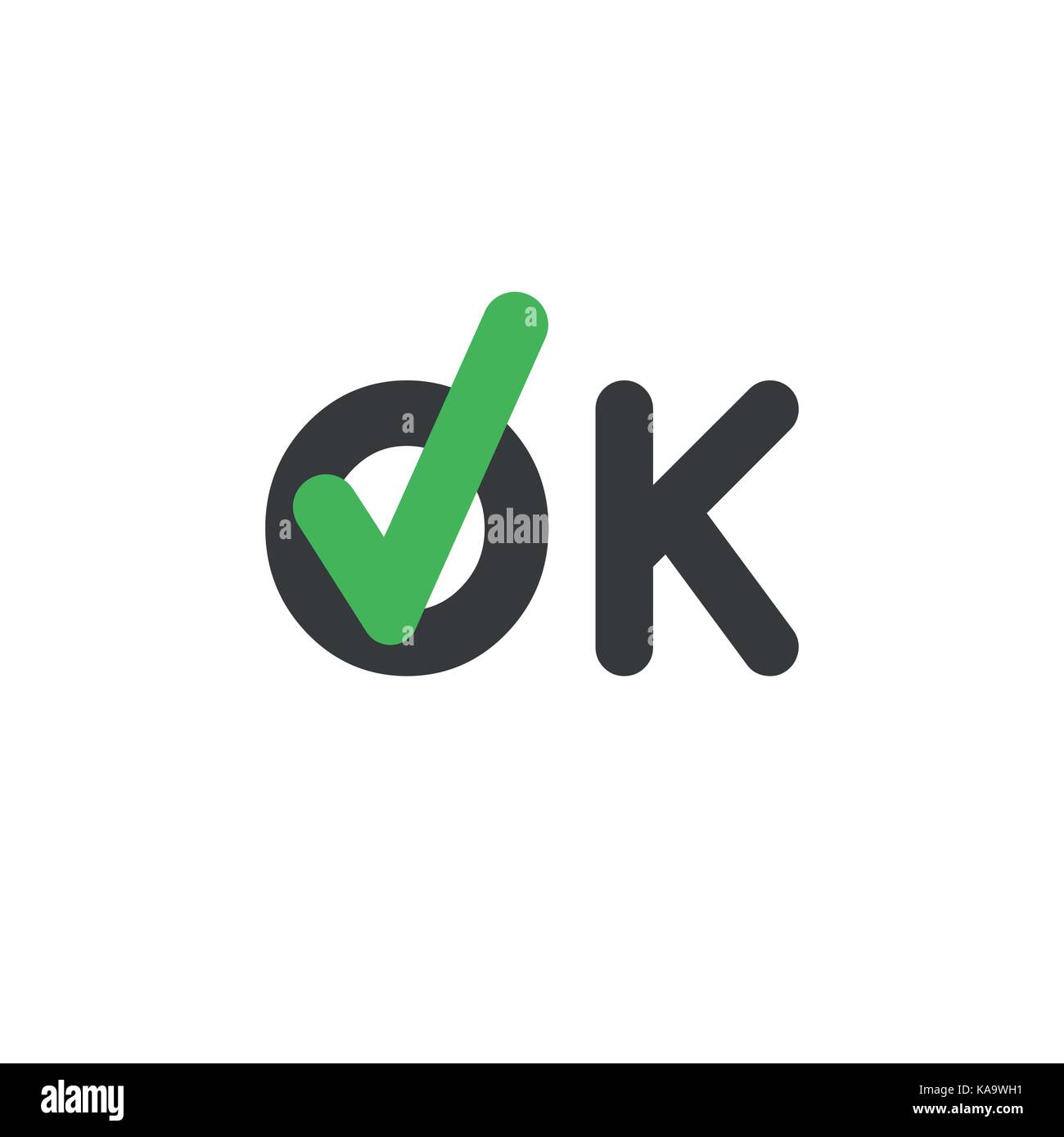 Flat design style vector illustration concept of ok word text with ...