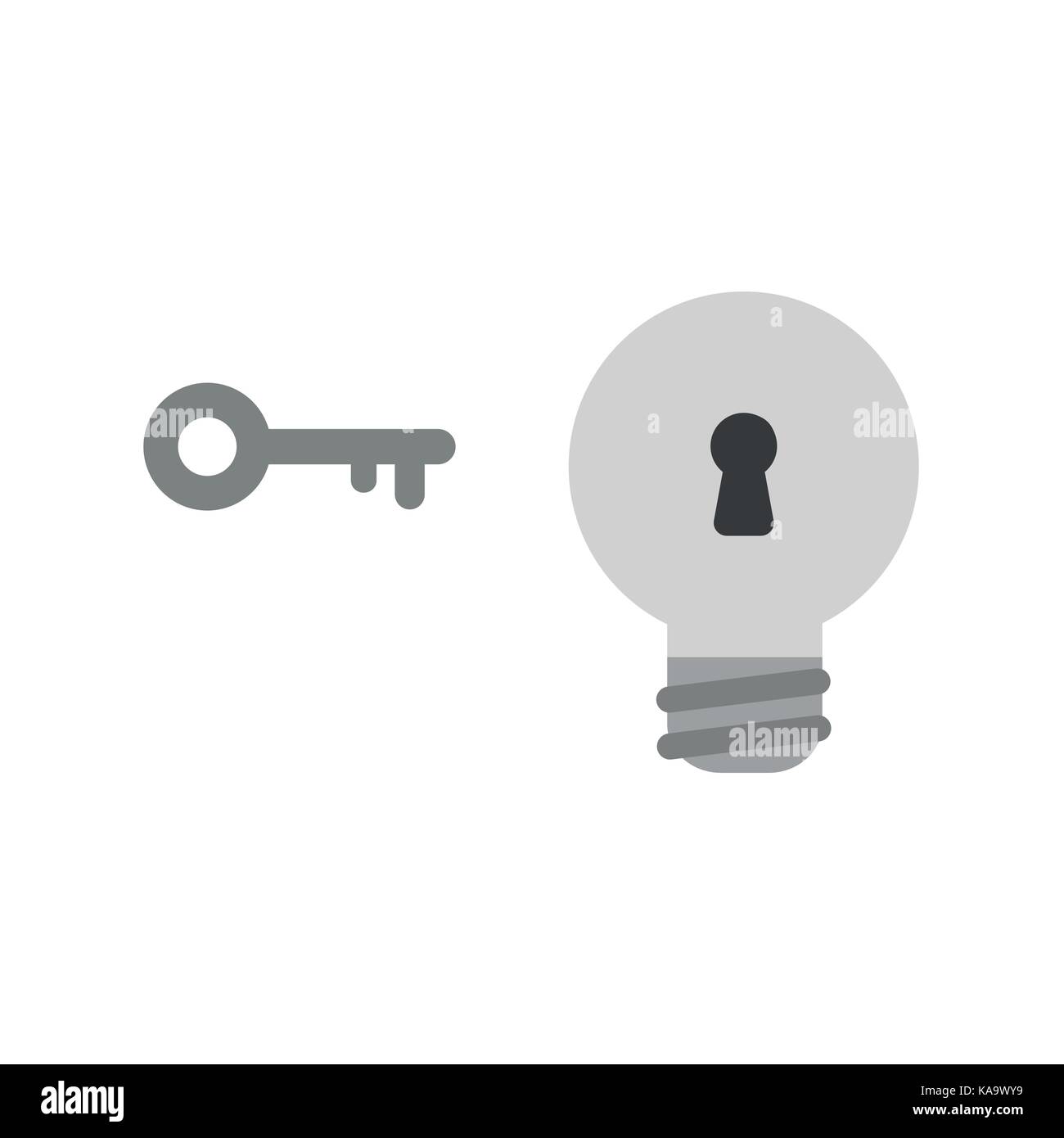 Flat design style vector illustration concept of grey light bulb symbol ...